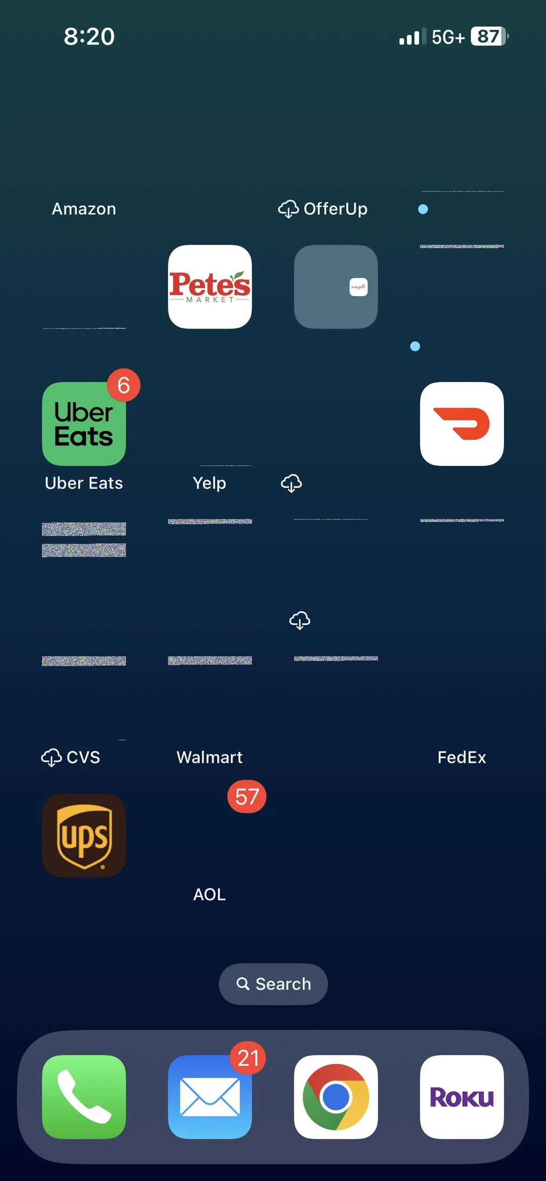 iPhone froze up this morning so I hard reset it. Now, most of my home screens look like this ...