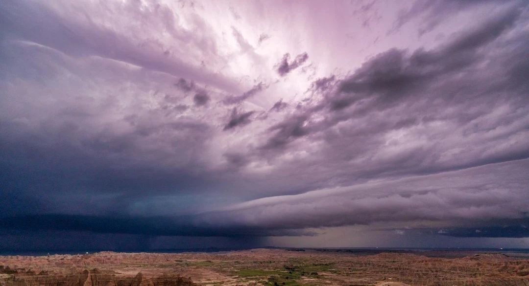 Supercell Thunderstorm Over the Badlands. [OC] [1600x868] | Scrolller