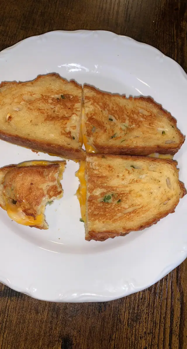 First submission with my first attempt at making my own bread! Colby jack on homemade cheesy ...