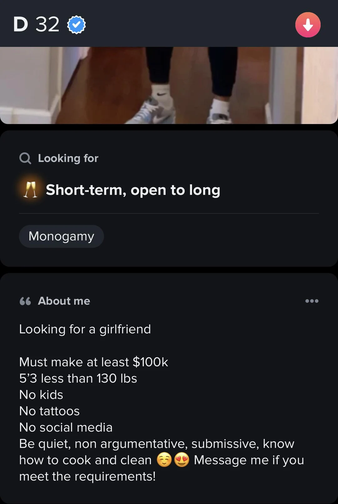 Unfortunately I don’t meet his requirements | Scrolller