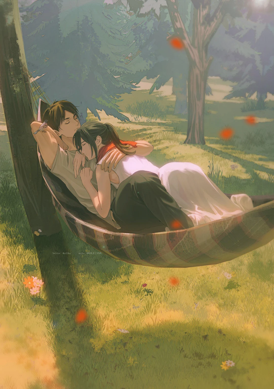 Sleeping in a hammock🏡🧣🕊️💤 (art by @ni23ku) | Scrolller