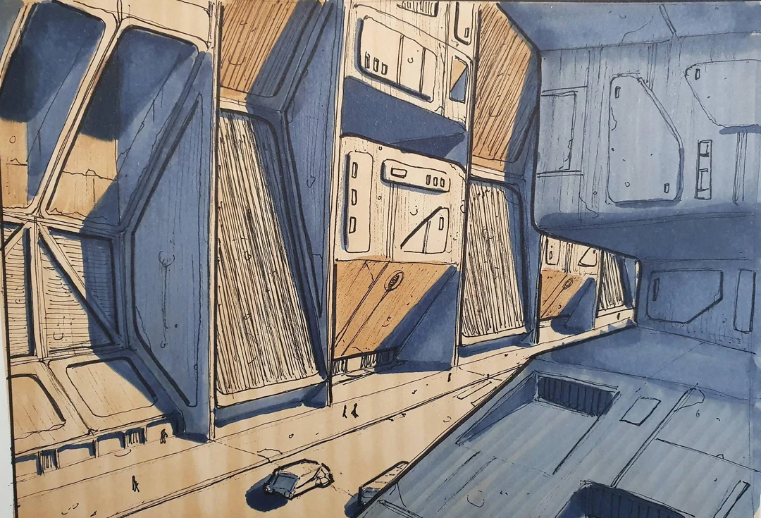 Sketchy Sci-fi cityscape. | Scrolller