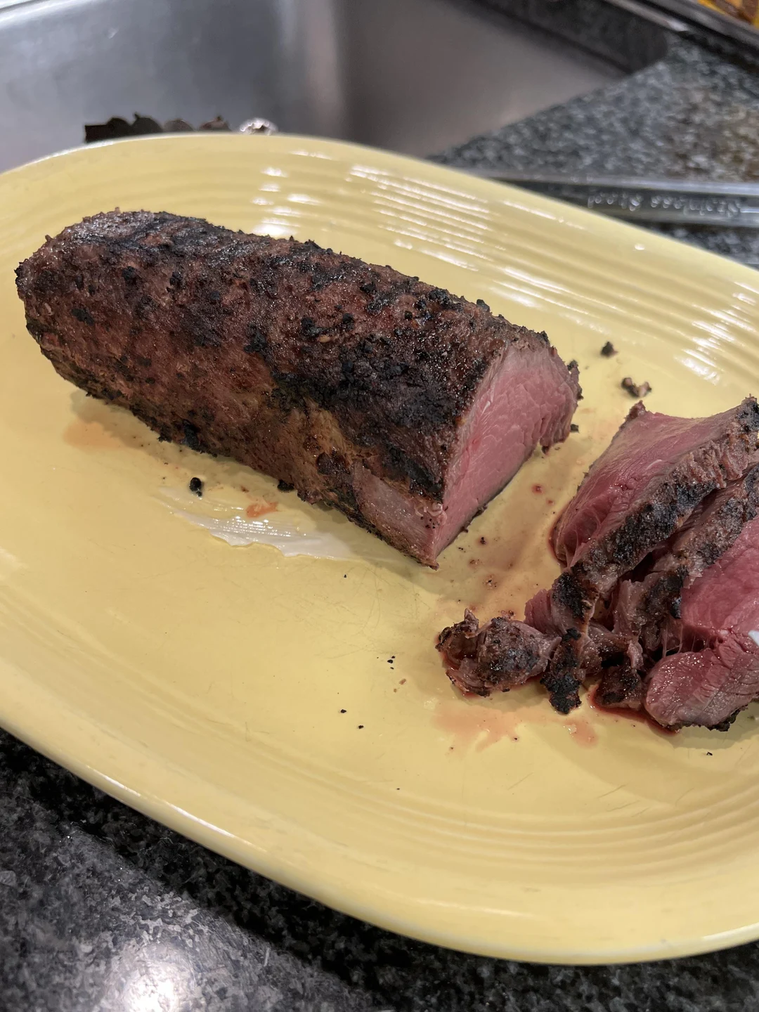 Venison backstrap (loin). 125F for 2 hours and seared on charcoal chimney. | Scrolller