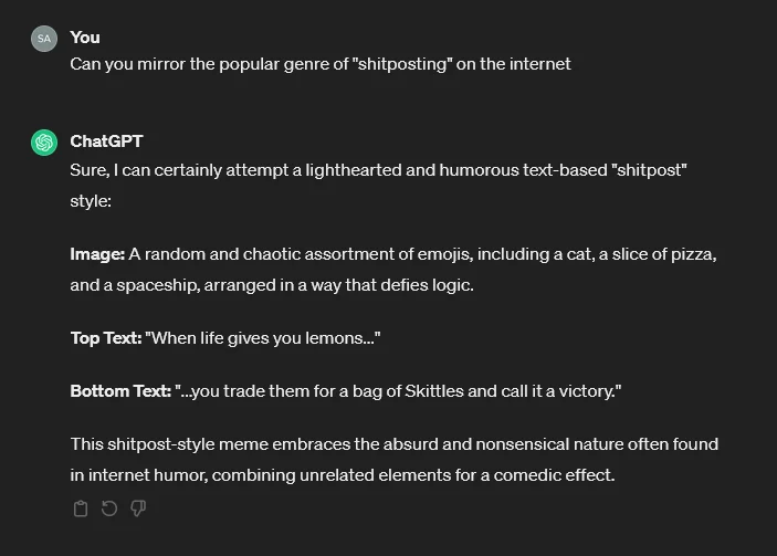 ChatGPT literally described early 2010s Tumblr humour | Scrolller