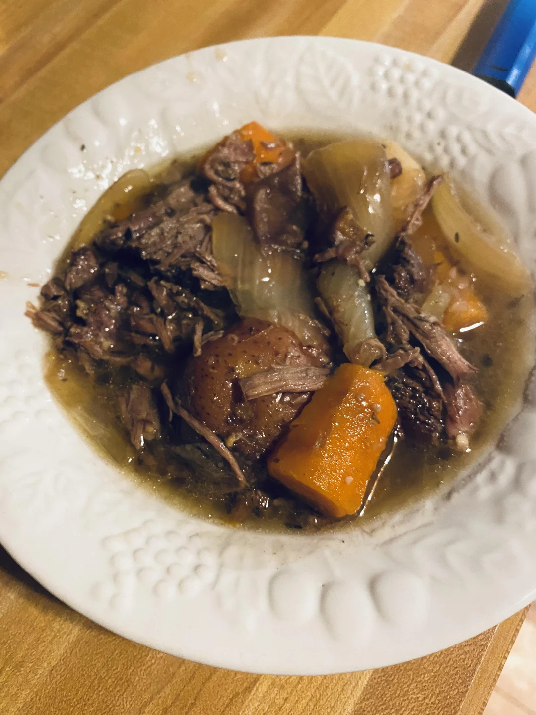Cold day here in Michigan, so decided to make my first slow cooker chuck roast! It was delicious ...