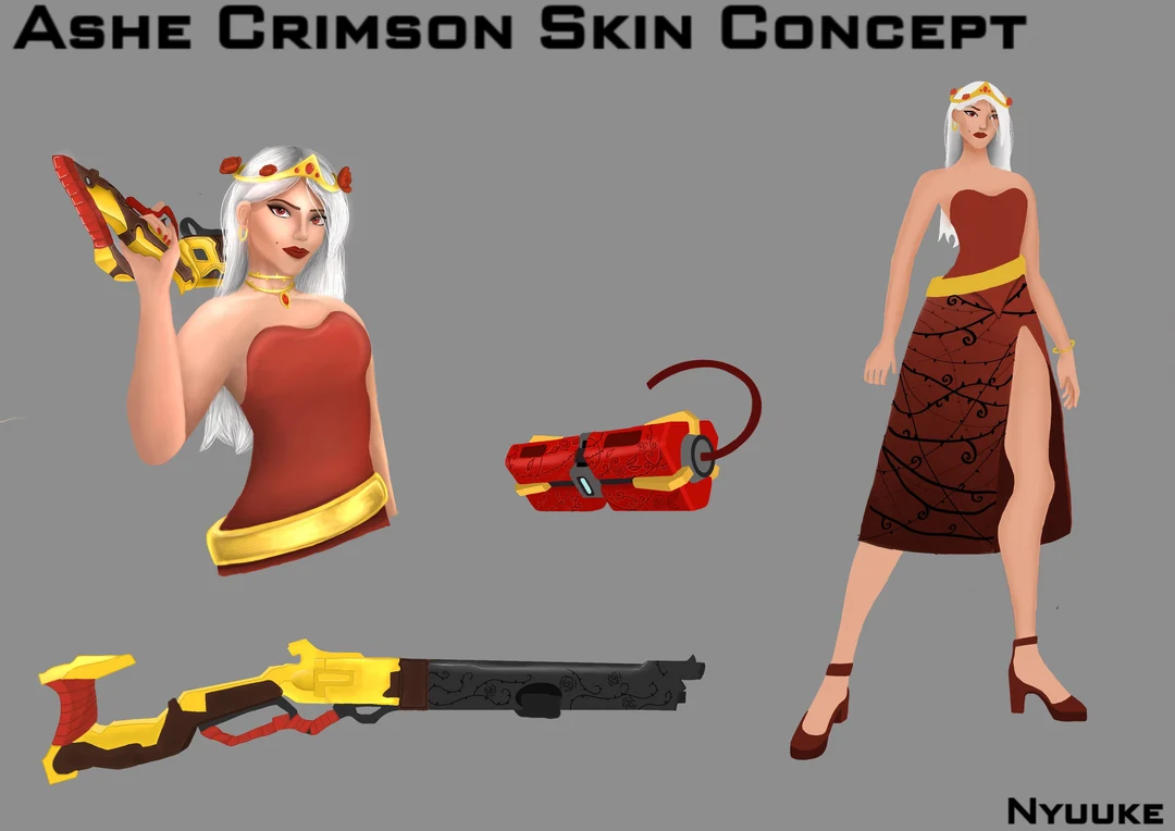Ashe Skin Concept Art (Crimson) | Scrolller