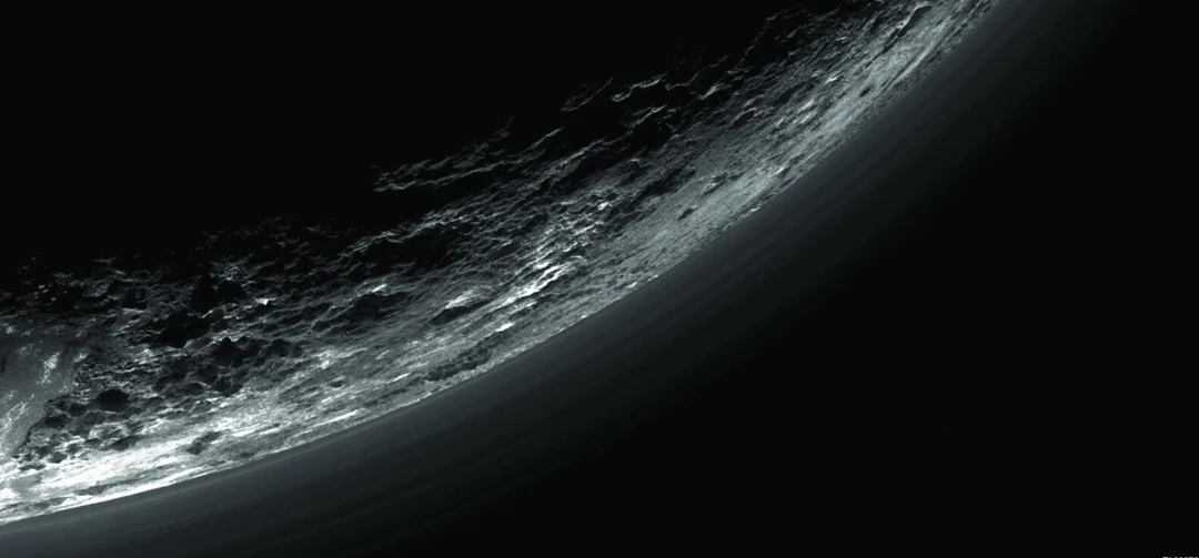 This image of haze layers above Pluto’s limb was taken by the Ralph/Multispectral Visible ...