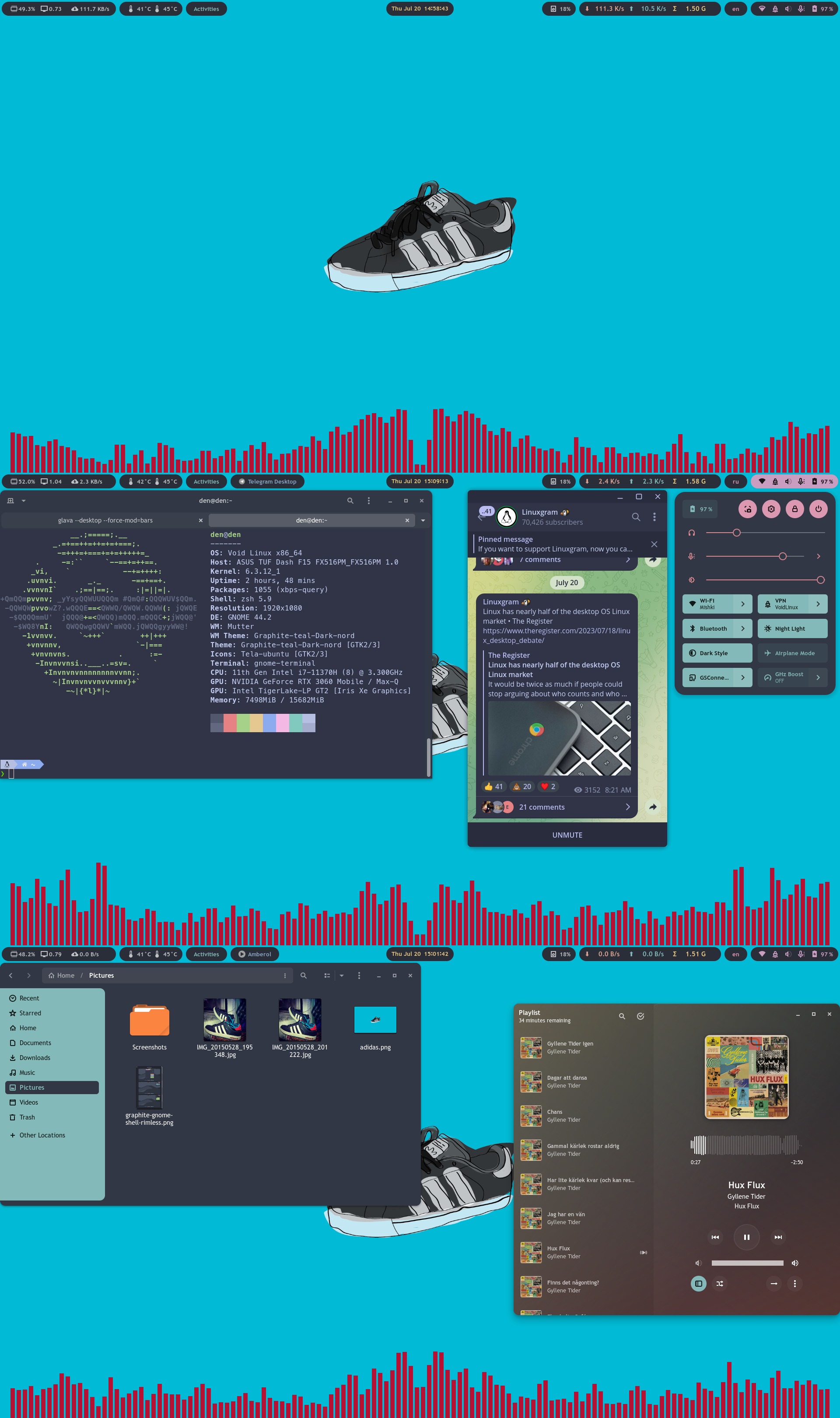 [Gnome] Void Linux: First Rising on laptop | Scrolller