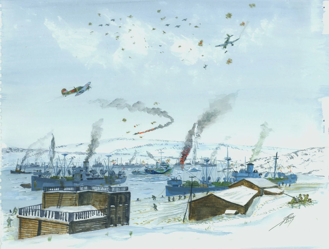 German Stukas attack convoy at Murmansk docks | Scrolller