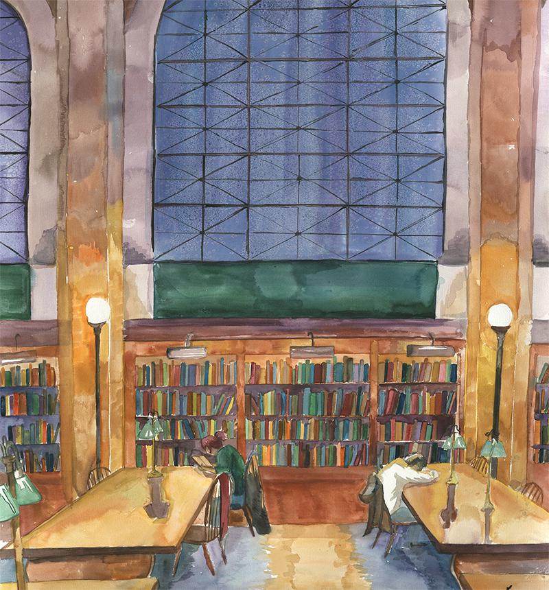 A watercolor painting I'm proud of, inspired by late studying during finals week | Scrolller