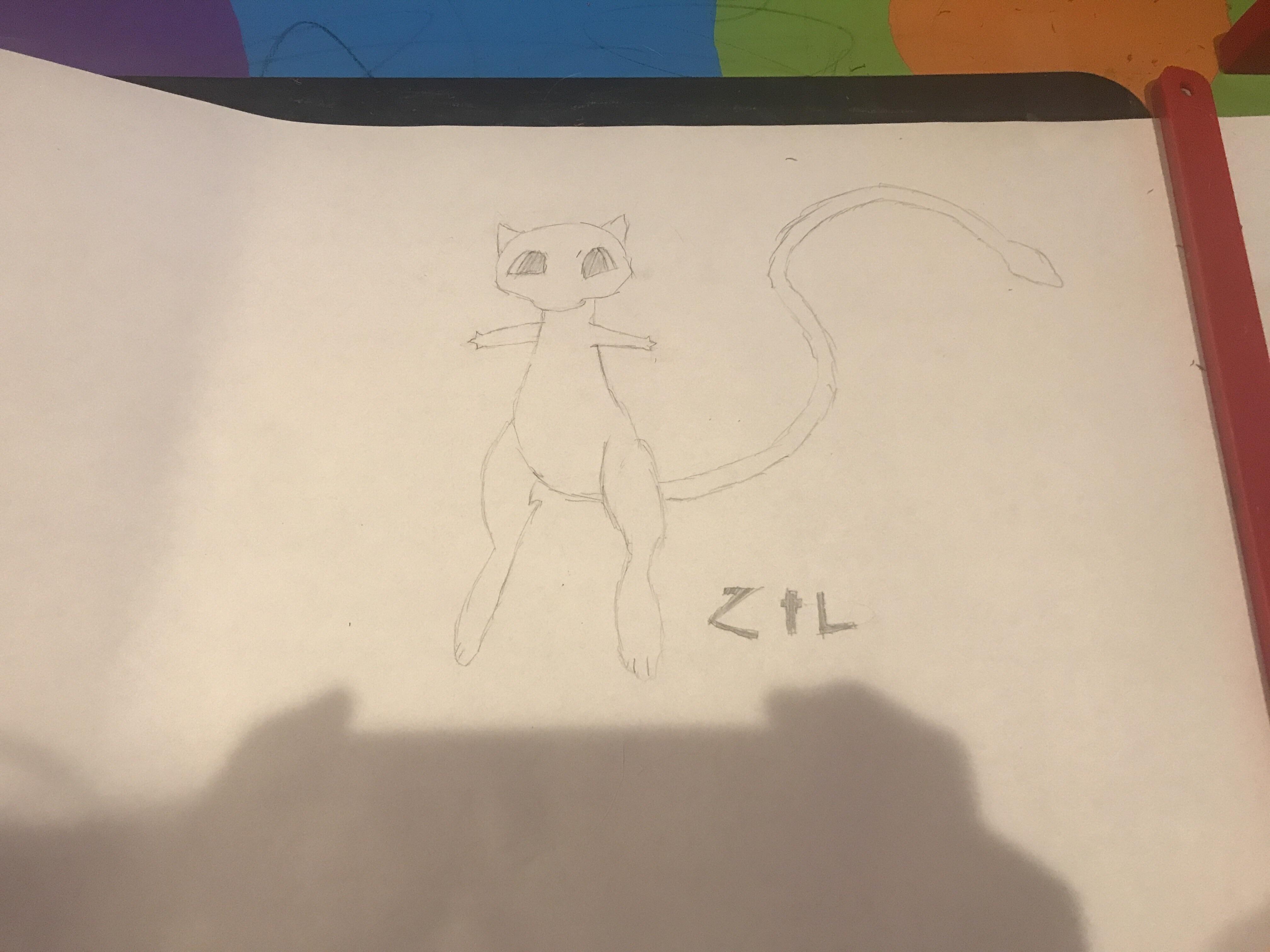Tried my hand at drawing a mew (sorry for poor image quality.) | Scrolller