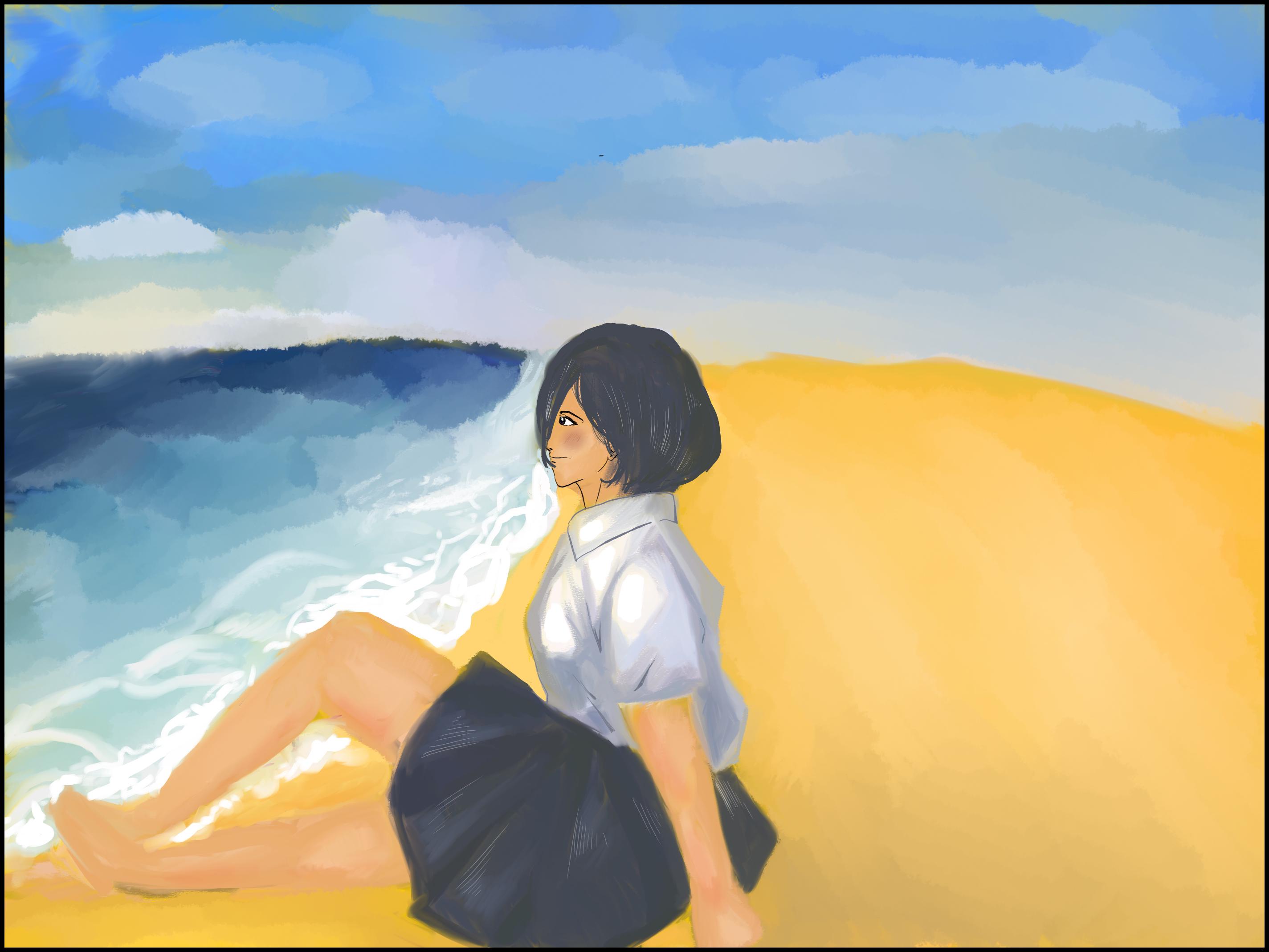 Beach Relaxation, Golden Revolver, Digital (Oil), 2024 | Scrolller