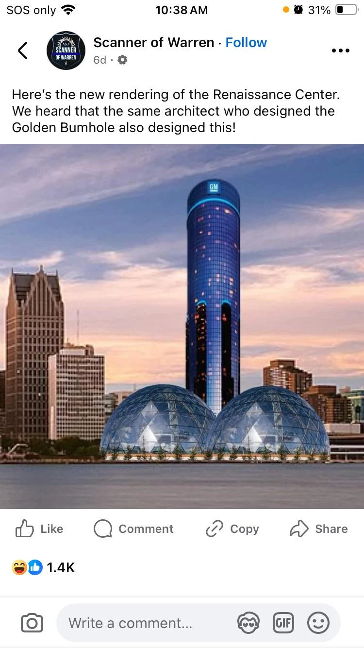 This rendition of the renaissance center | Scrolller