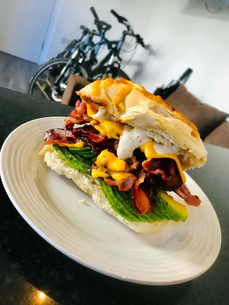 Crispy bacon, avocado, American cheese and lemon peppered Mayo | Scrolller