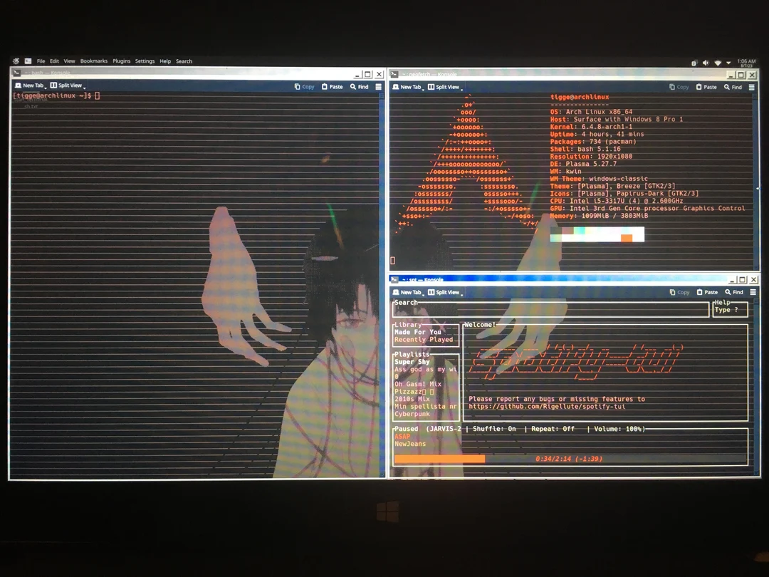 [Plasma] my first rice and first time using linux. inspired by lain | Scrolller