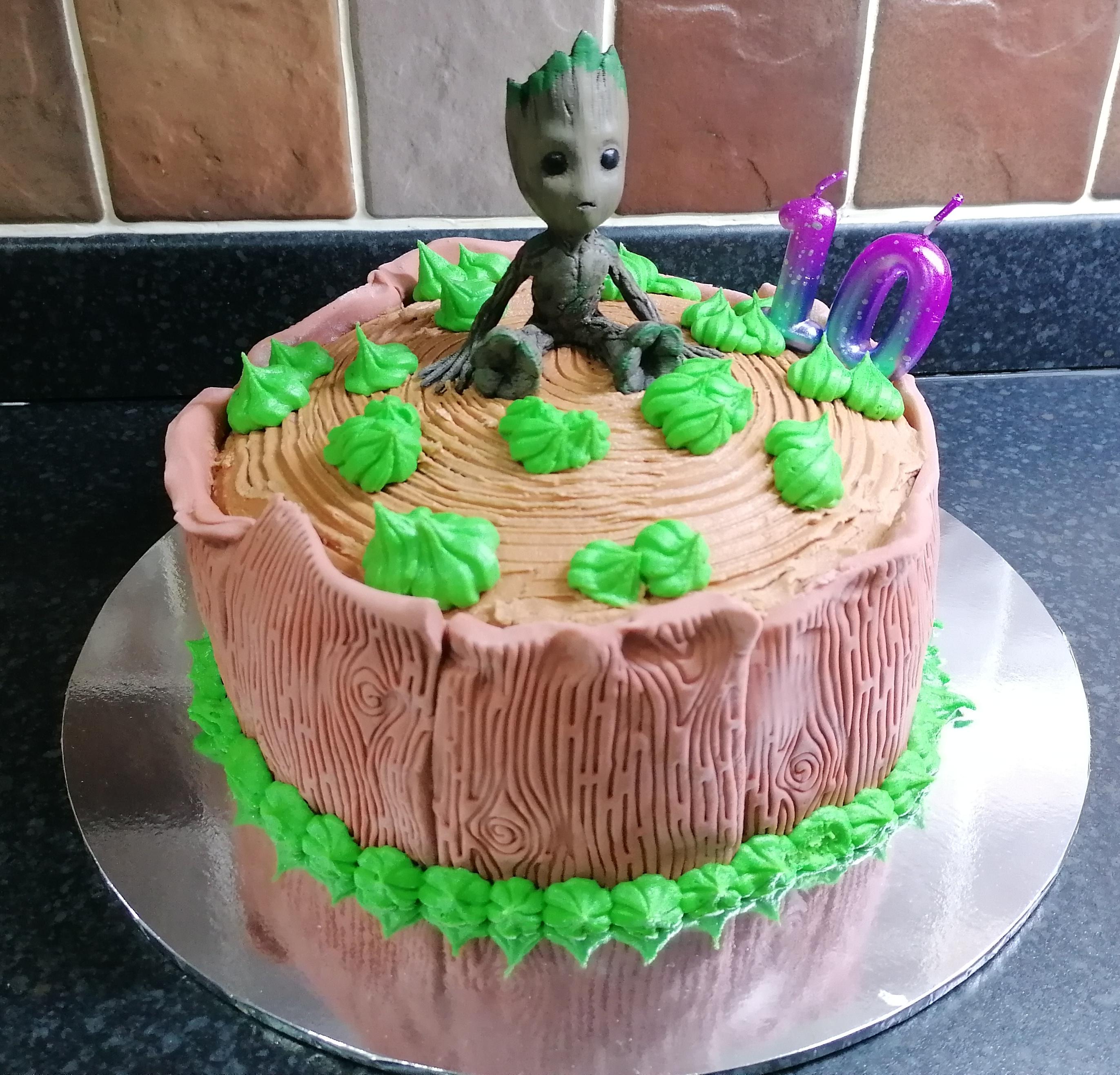 [homemade] birthday cake wood effect fondant and frosting top. | Scrolller