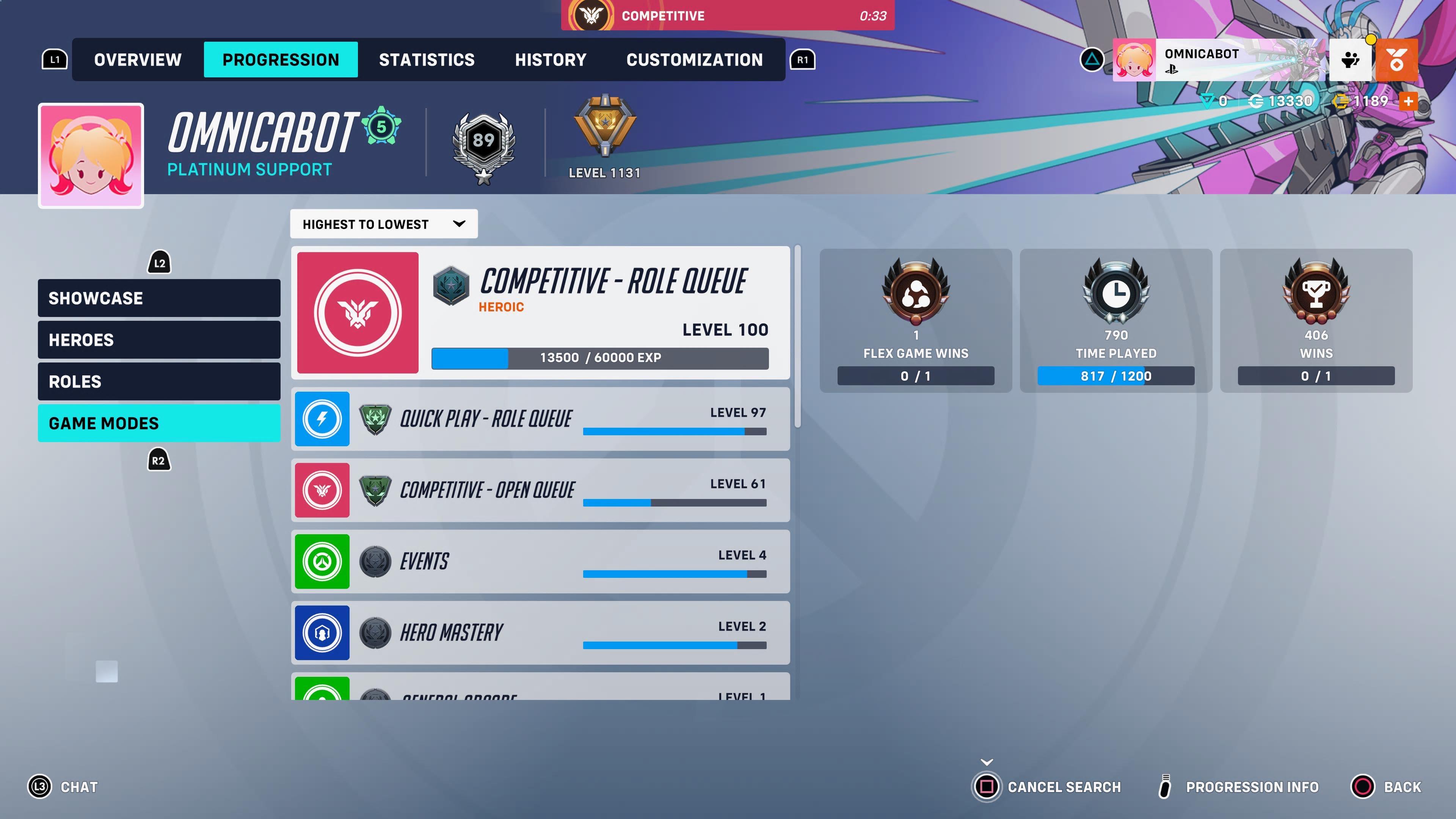Hero progression: What is highest level in game mode and high level hero? Mine is in Competitive ...