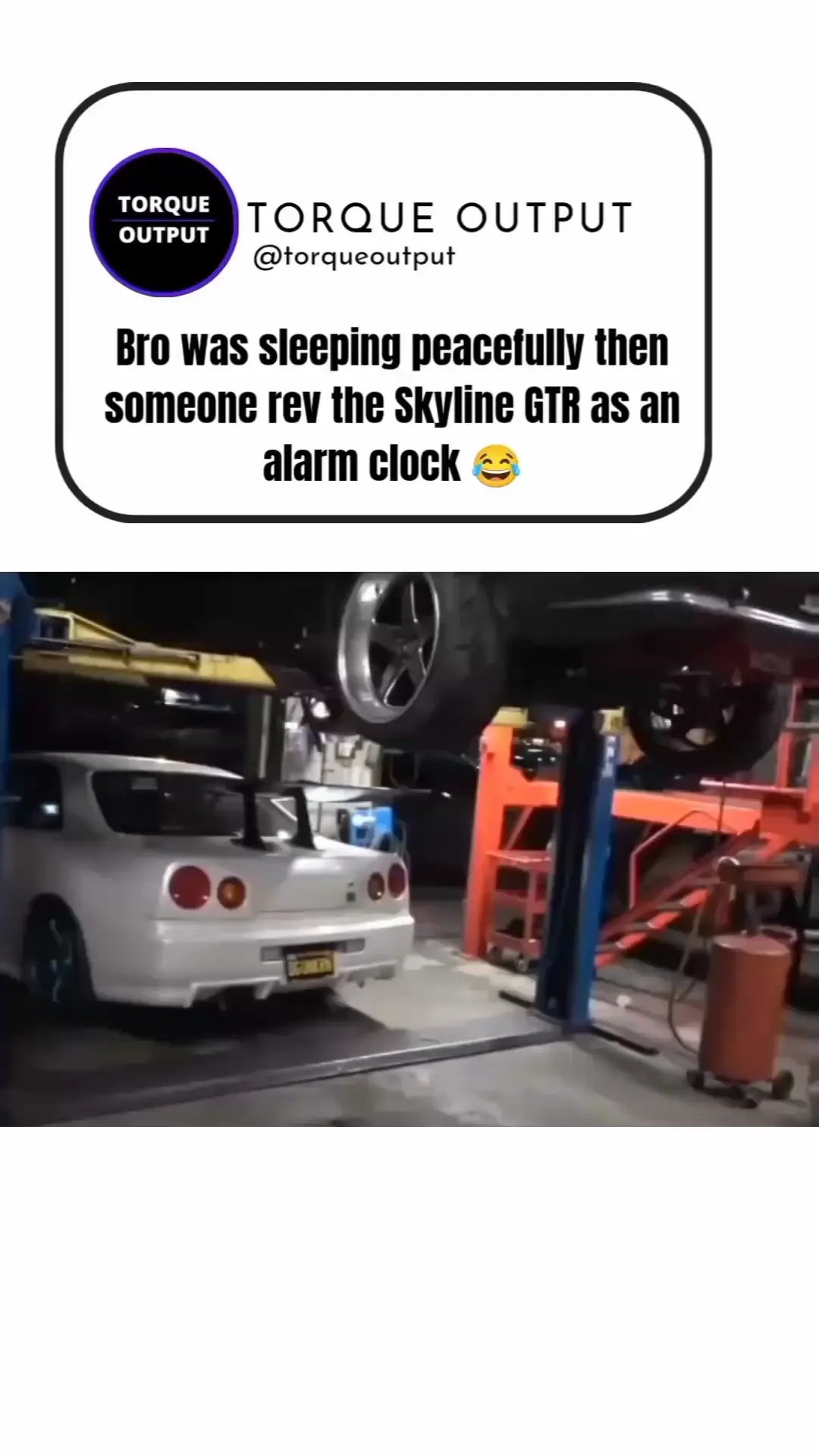 Bro was sleeping peacefully then someone rev the Skyline GTR as an alarm clock. | Scrolller