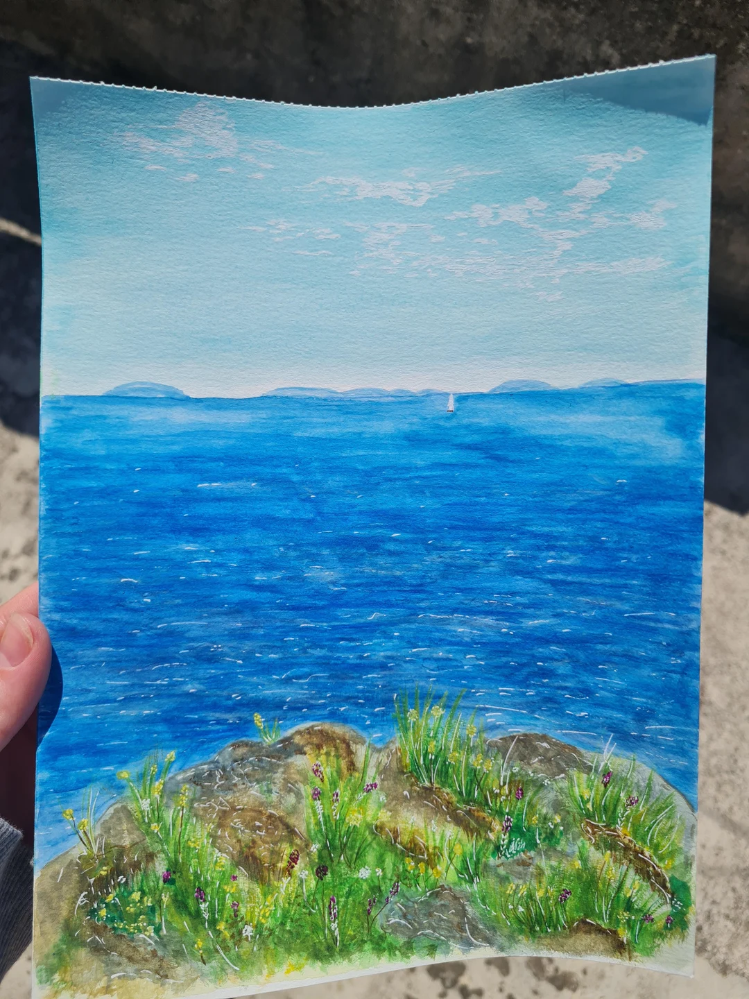 Summer breeze, Me, watercolors & white gel pen, 2023. | Scrolller