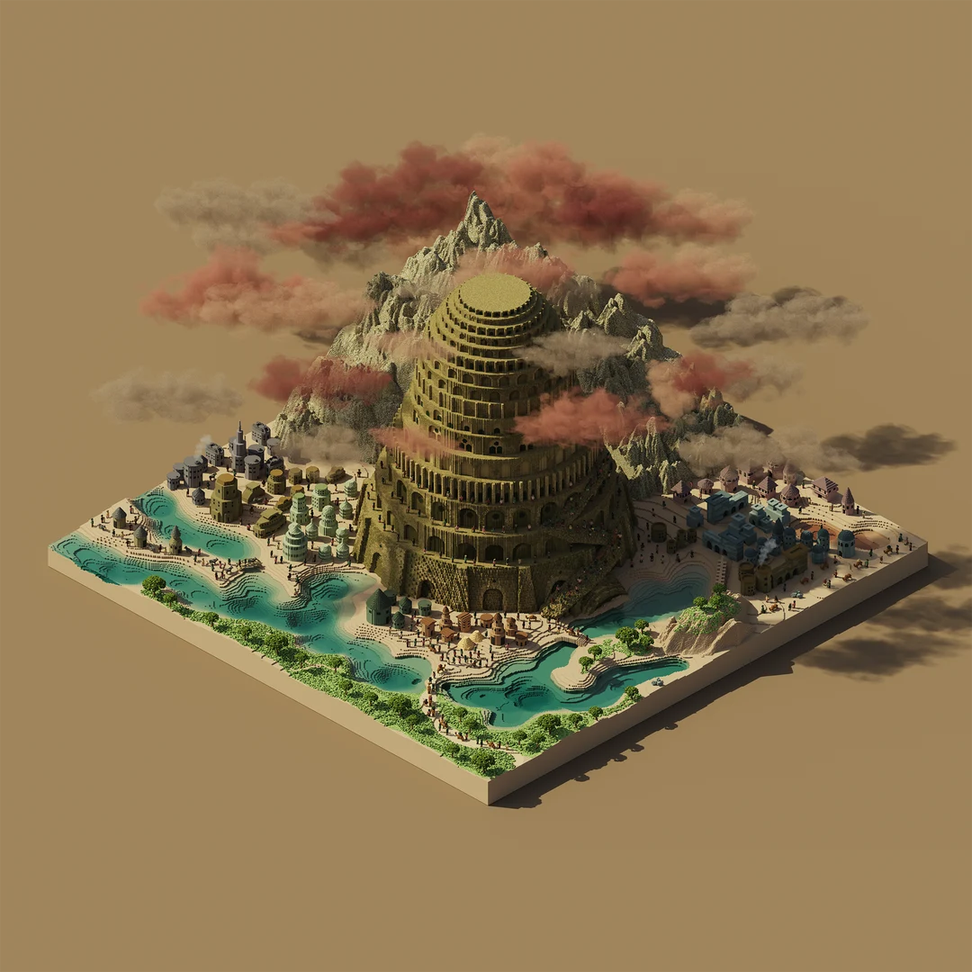Tower of Babel, Me, Voxel Art, 2022 | Scrolller