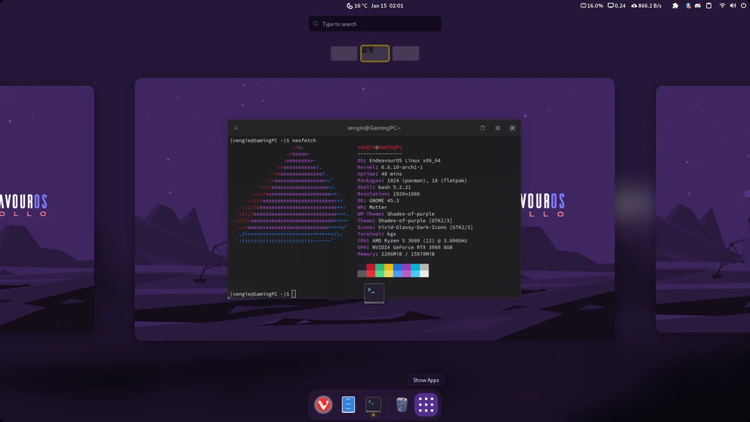 [EndeavourOS + Gnome] My first attempt at ricing my setup | Scrolller