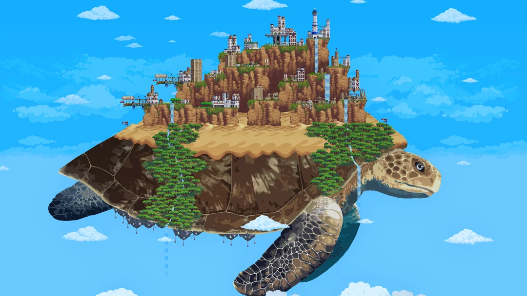 City built on a flying turtle | Scrolller