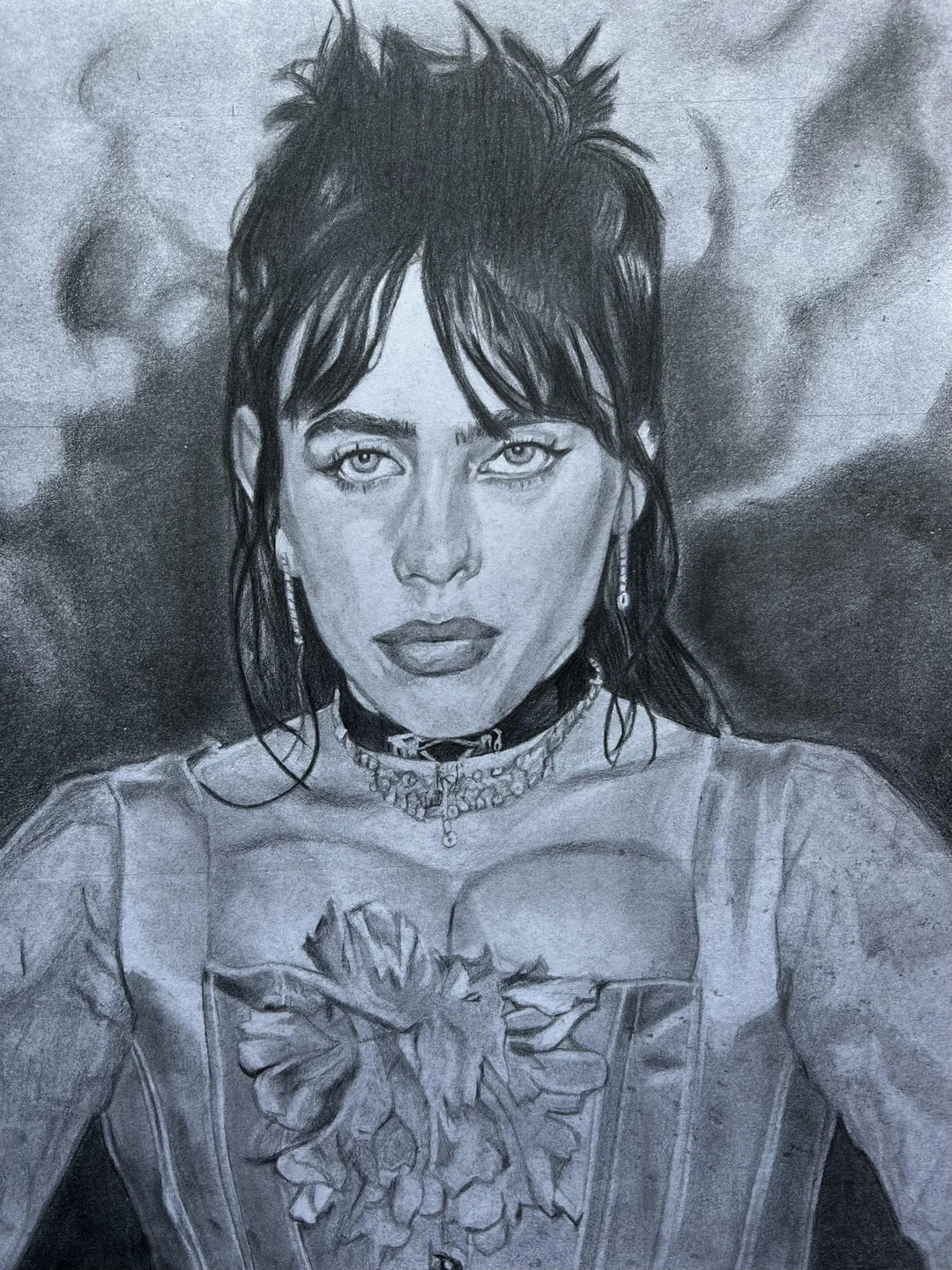 Billie portrait drawing I made last week with graphite | Scrolller