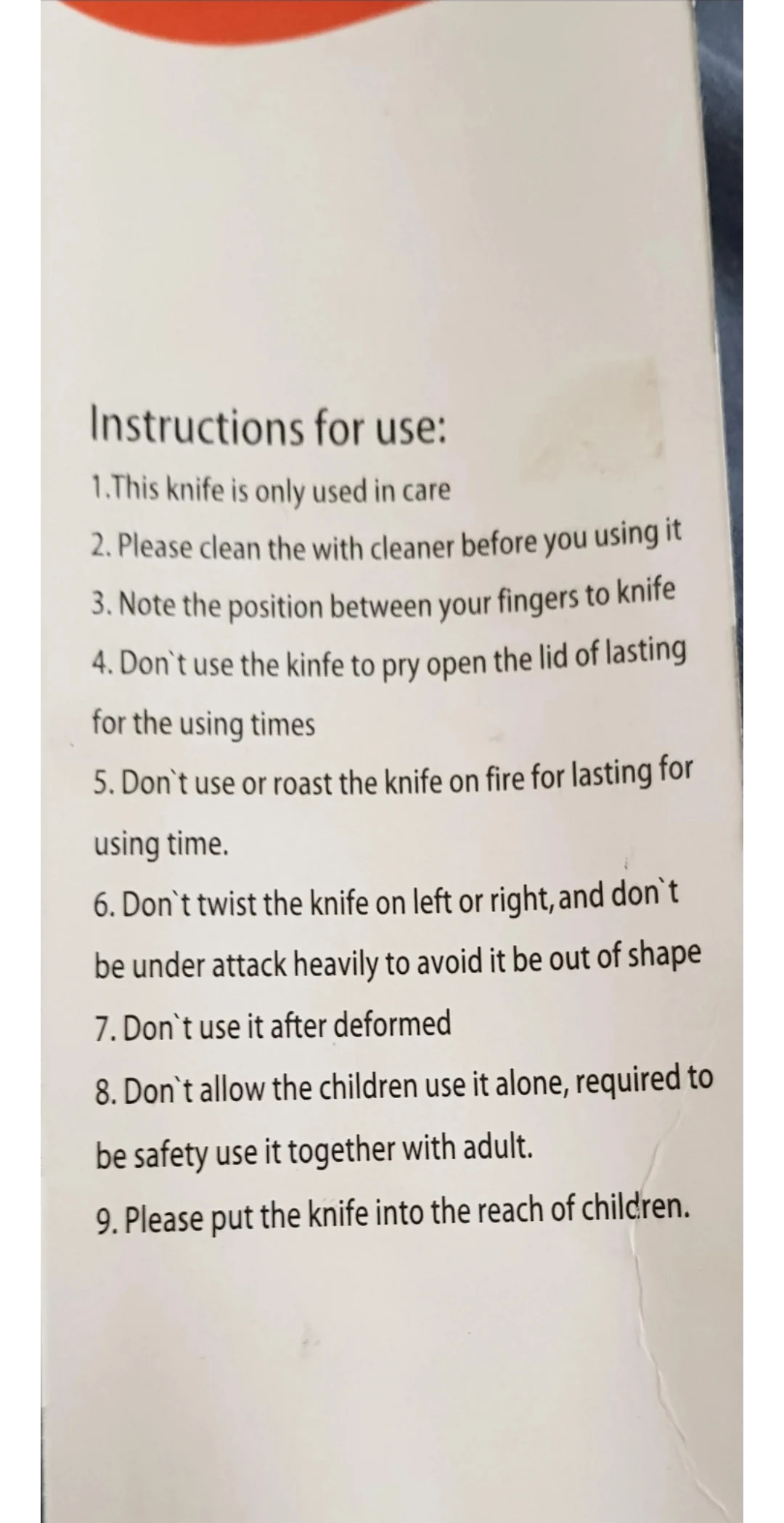 Instructions that came with my knife set. | Scrolller