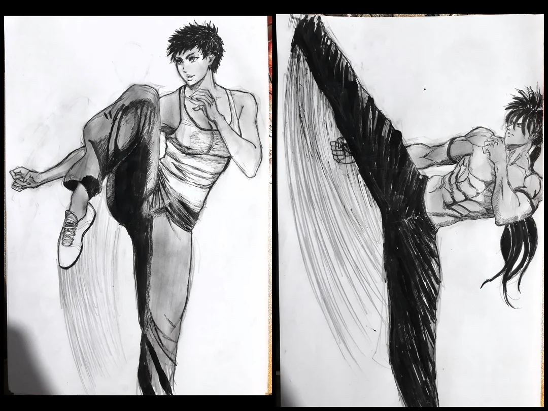 Suiko and Suiryu, traditional drawing by me. | Scrolller