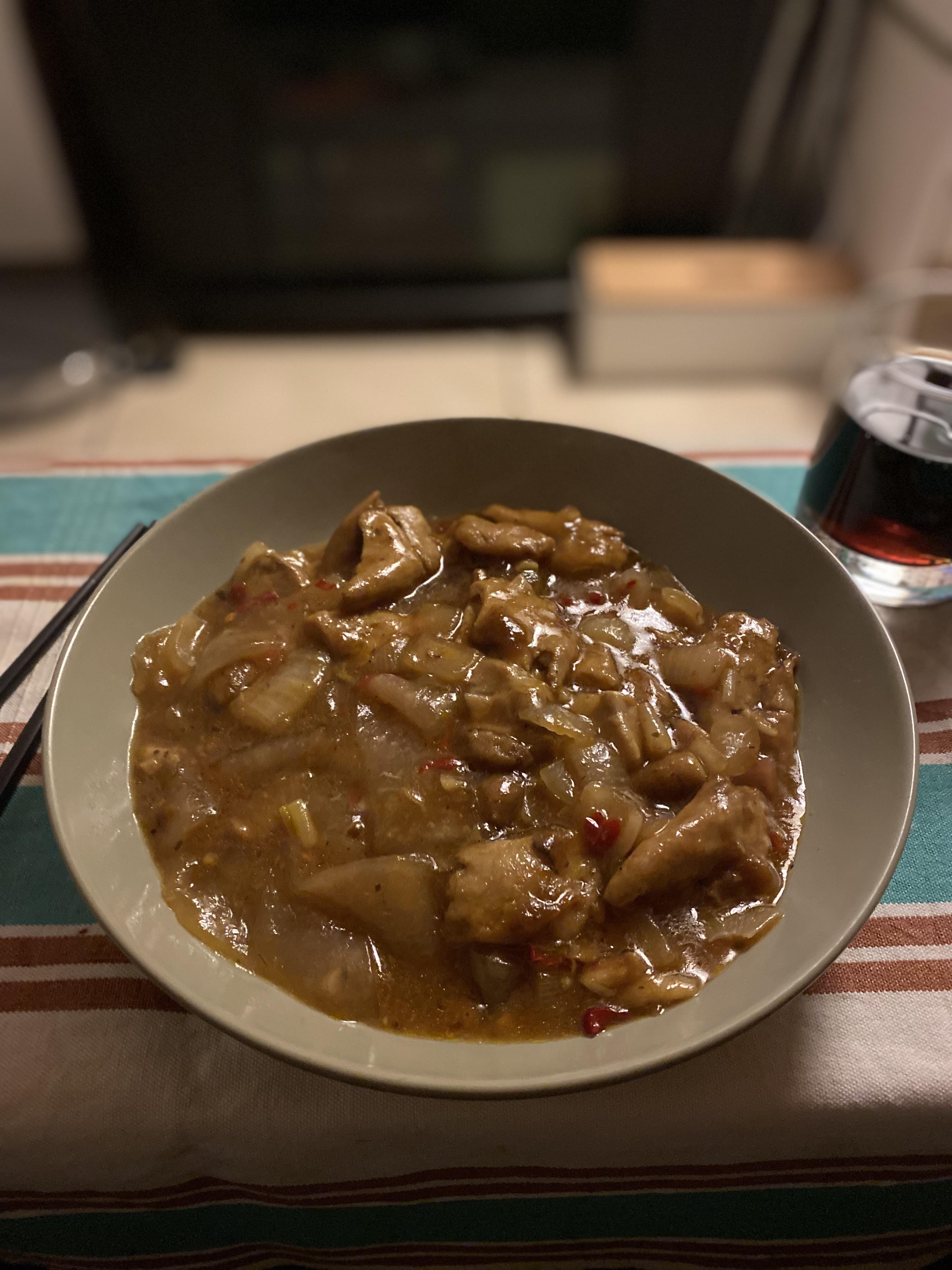 [homemade] rice noodles with soy chunks and mushrooms | Scrolller