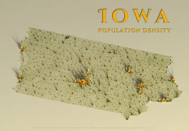 A population density map of Iowa | Scrolller