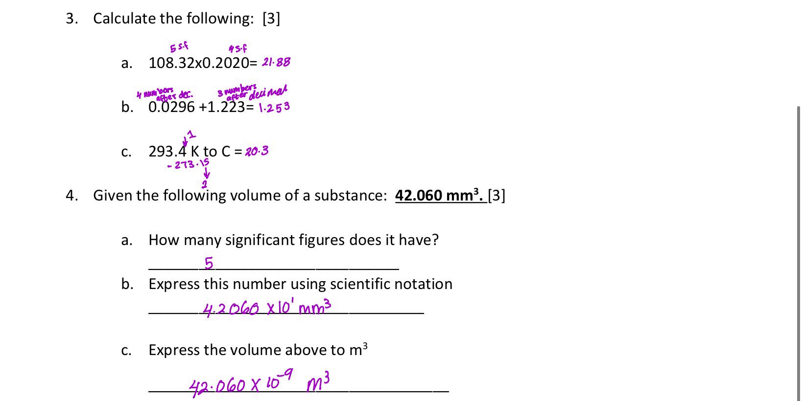 [science/math: significant figures and unit conversion ]: are my ...