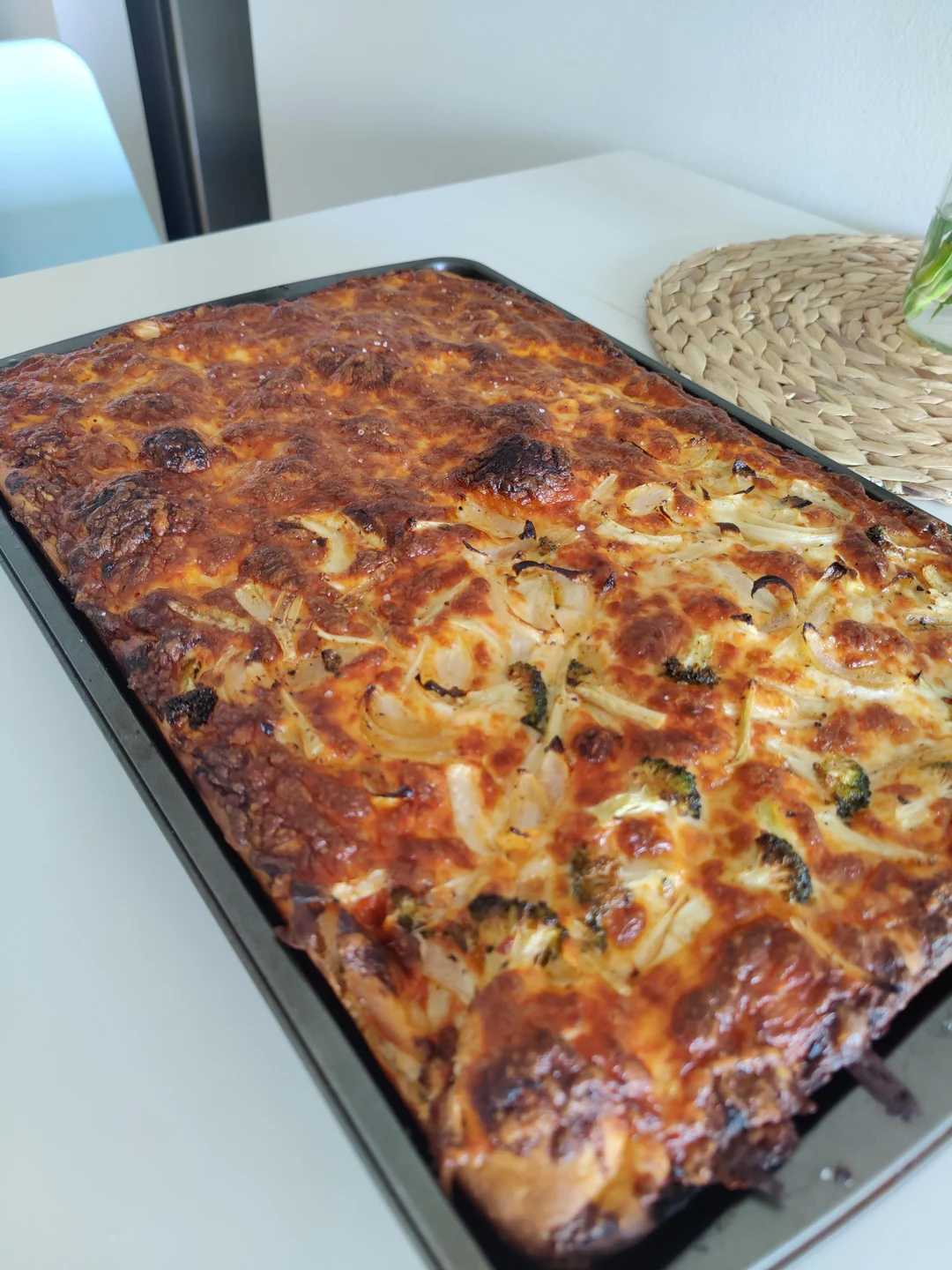 Introducing my first big fat sheet pan pizza. IMHO it was just sauce and cheese on focaccia ...