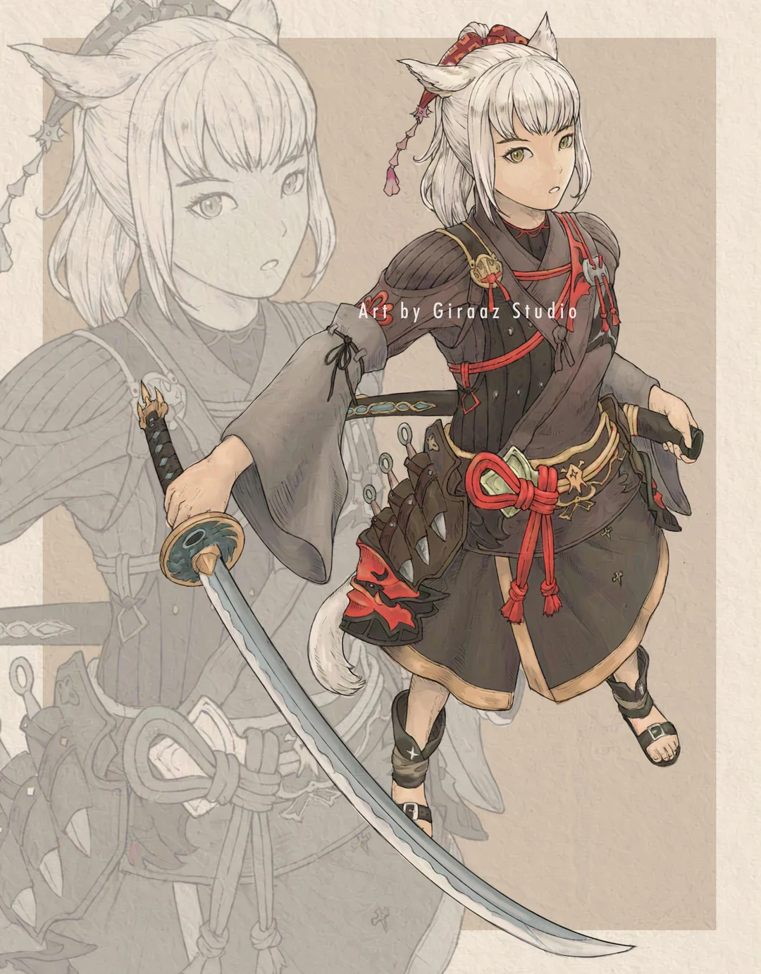 Miqo' Te with a katana | Scrolller