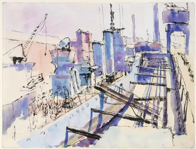 Destroyer in Dry Dock; By Frank Dobson | Scrolller