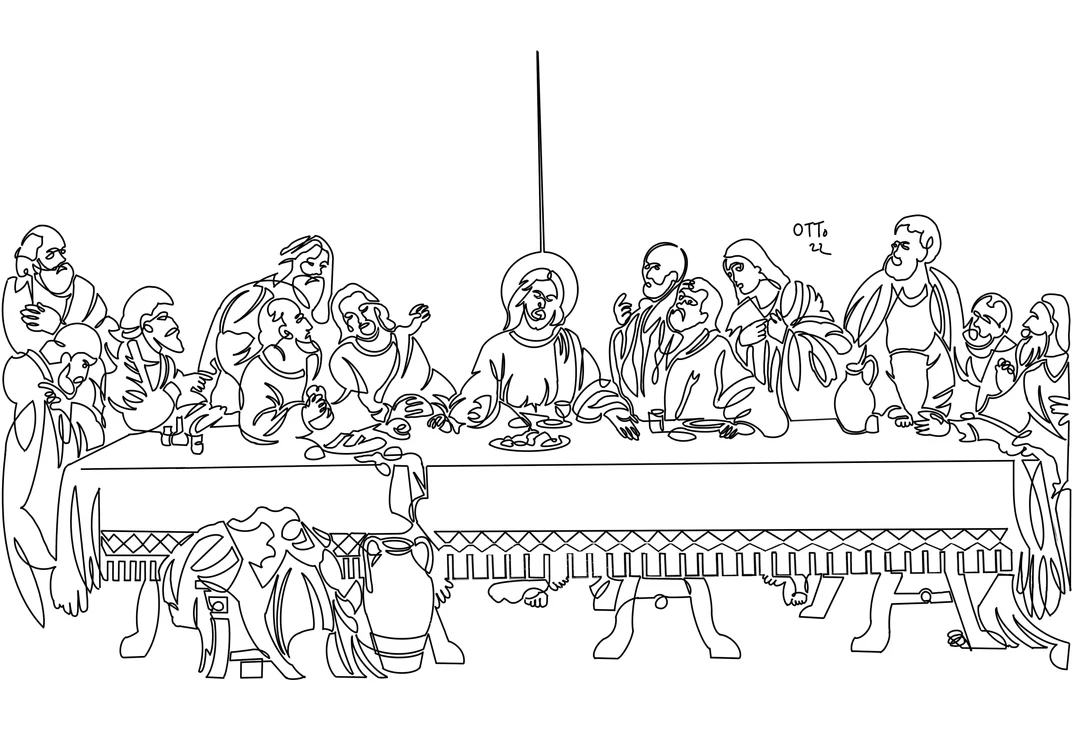 The Last Supper-by me, digital single line drawing, 2022 | Scrolller