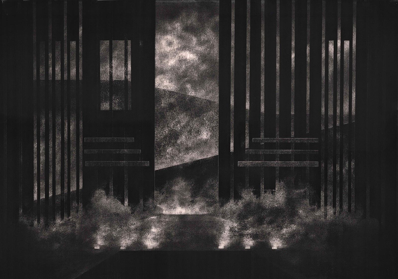 Smoky Landscape, PBdL, scratchboard drawing, 2023 | Scrolller