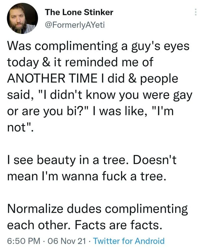 Normalize men complementing other men. | Scrolller