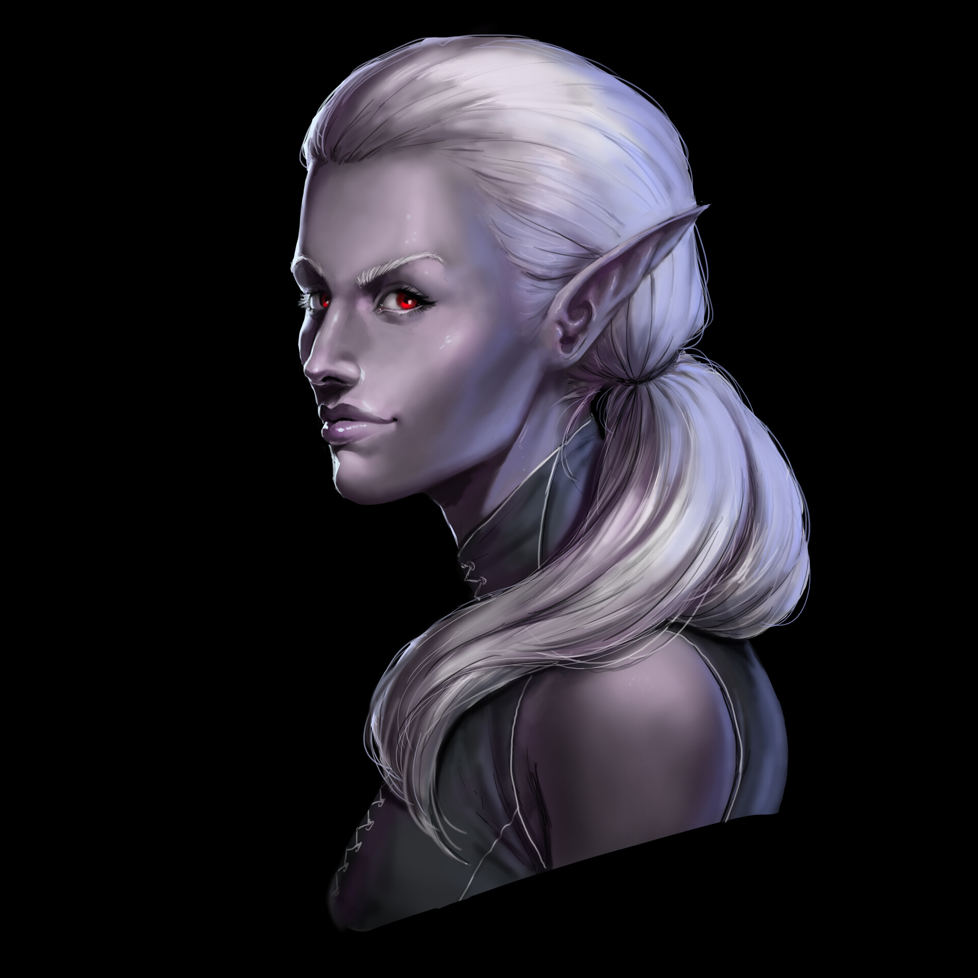 D&D character portrait - Drow woman by Lukas Baumgartner | Scrolller