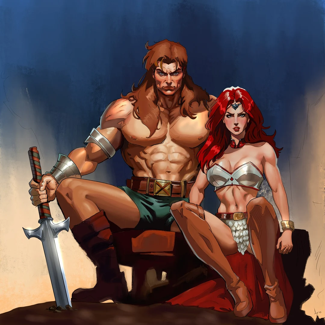 Conan and Red Sonja by Neil Fontaine | Scrolller