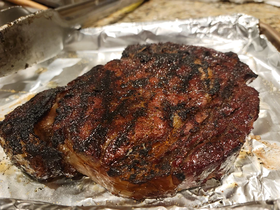 First attempt at reverse sear ribeye for my bday. Used cherry wood, tasted amazing | Scrolller