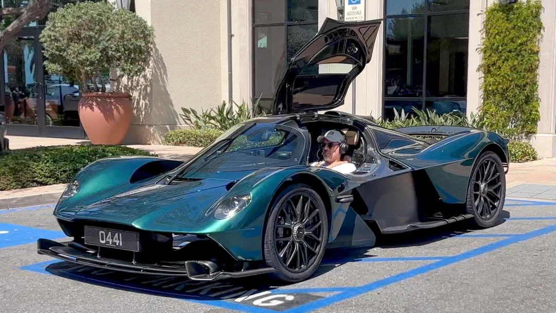 An absolutely stunning Aston Martin Valkyrie leaving the Aston Martin Dealership at Crystal Cove ...