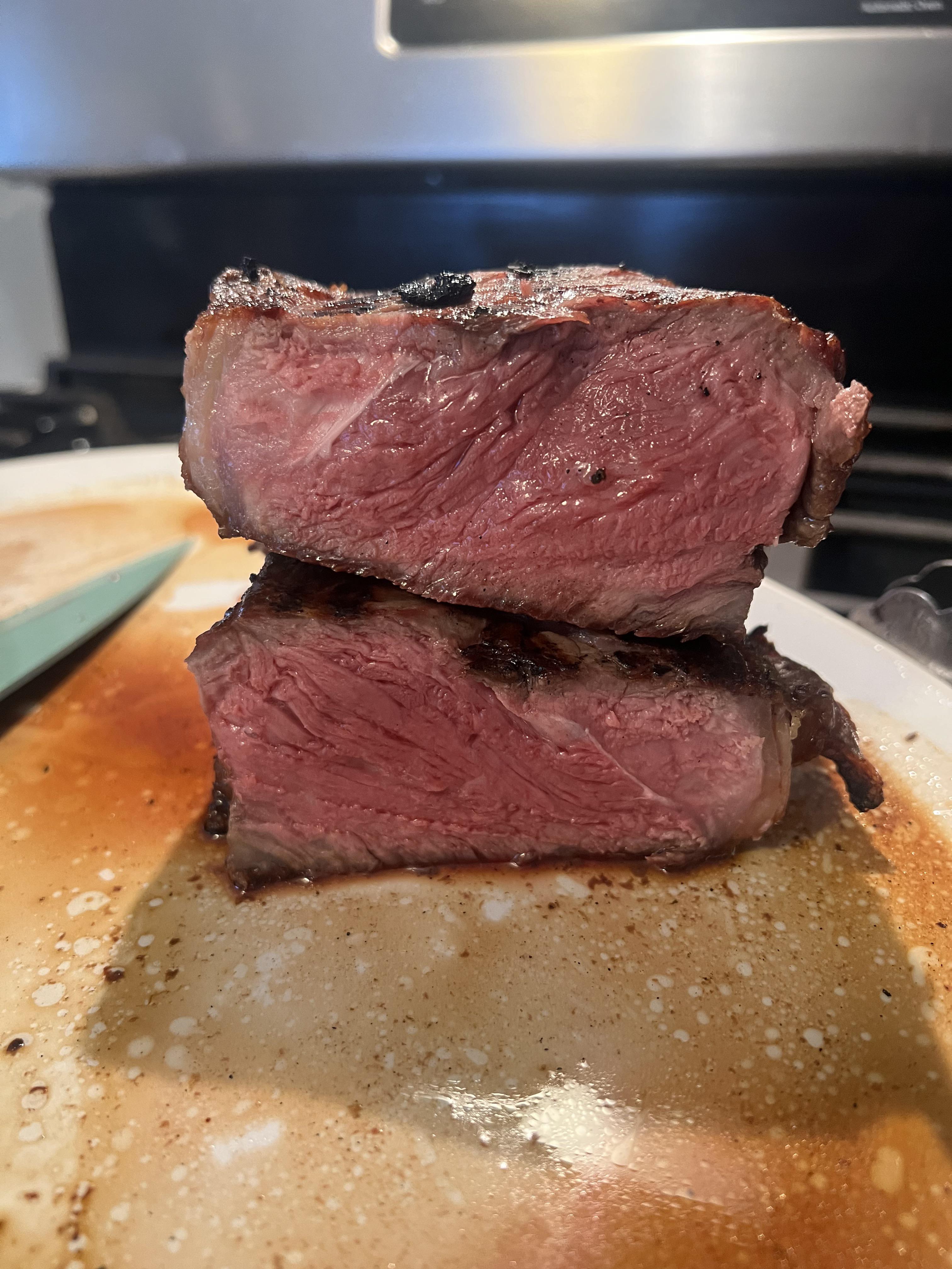 New York Strip… Is this rare or medium rare ? | Scrolller