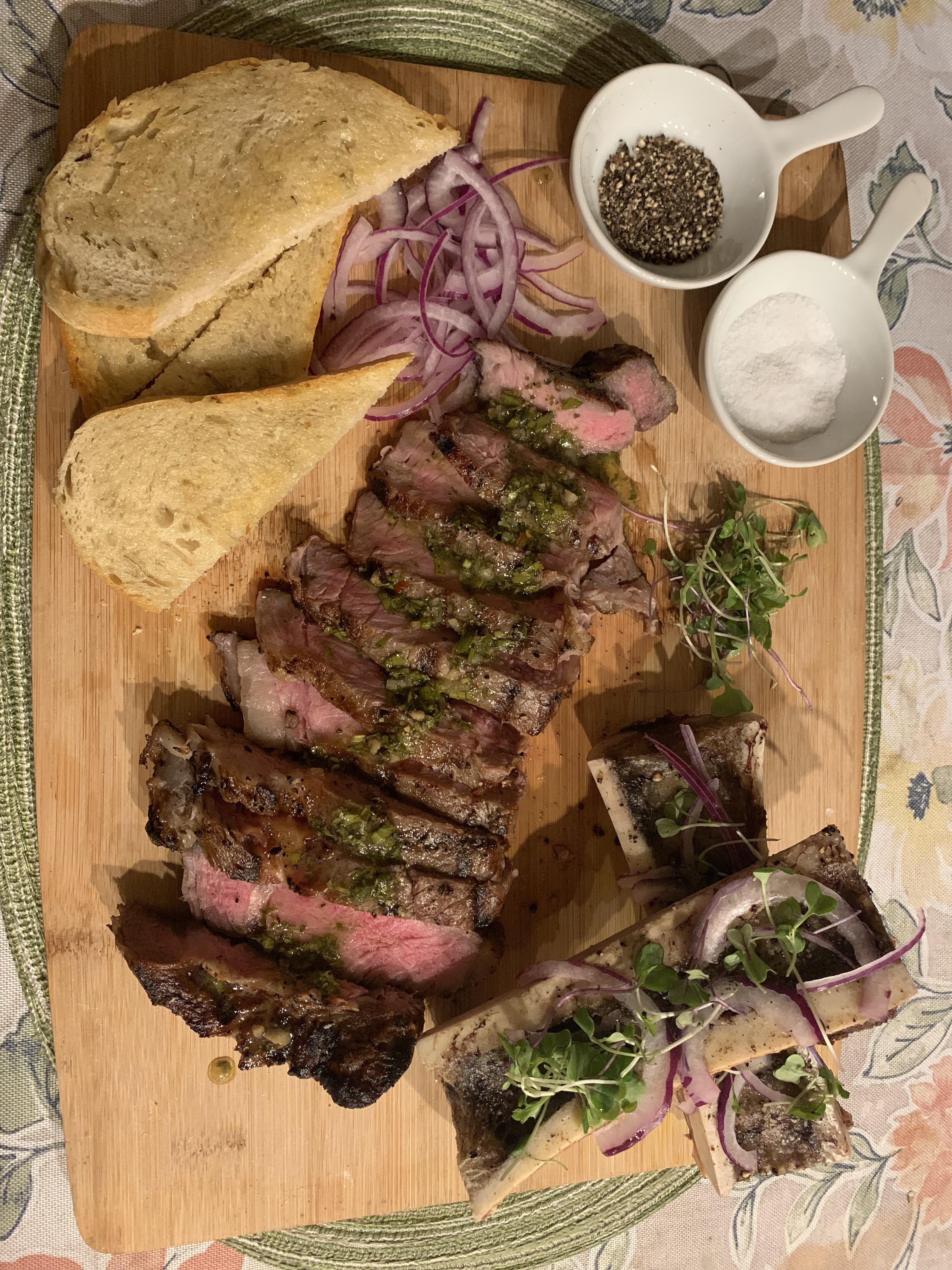 [homemade] Bison Ribeye & Bone Marrow / Chimichurri | Scrolller