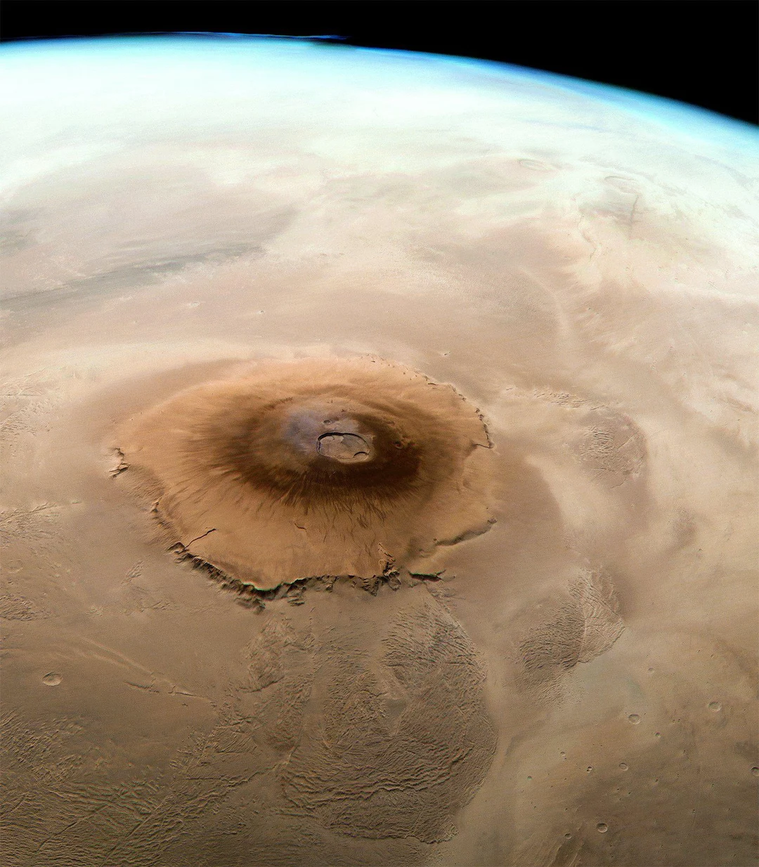 Olympus Mons, the largest known volcano in the Solar System, as captured by ESA's Mars Express ...