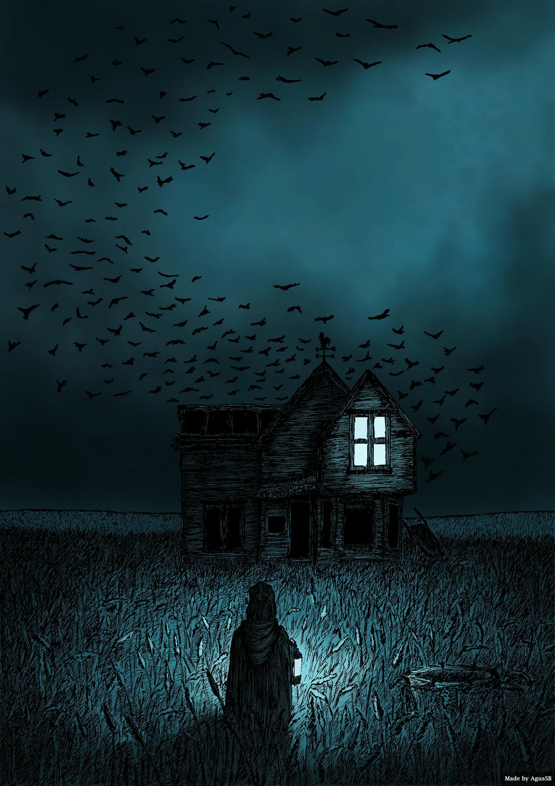 "The curse", by AgusSB (me), black ink + digital, 2023 | Scrolller