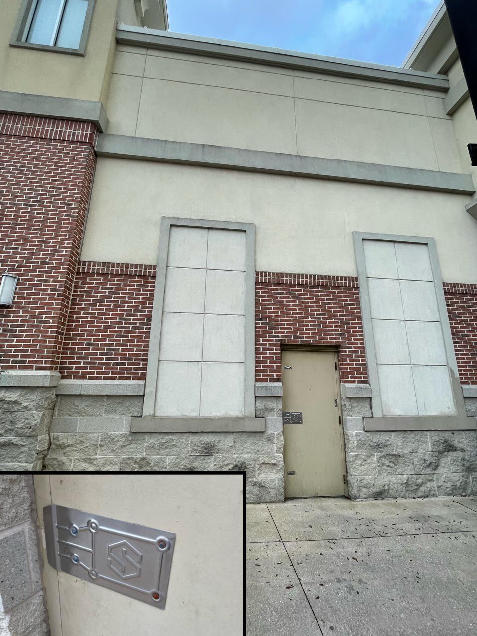 I saw "the cool S" (sort of) on an otherwise unmarked door at a nearby outlet mall | Scrolller