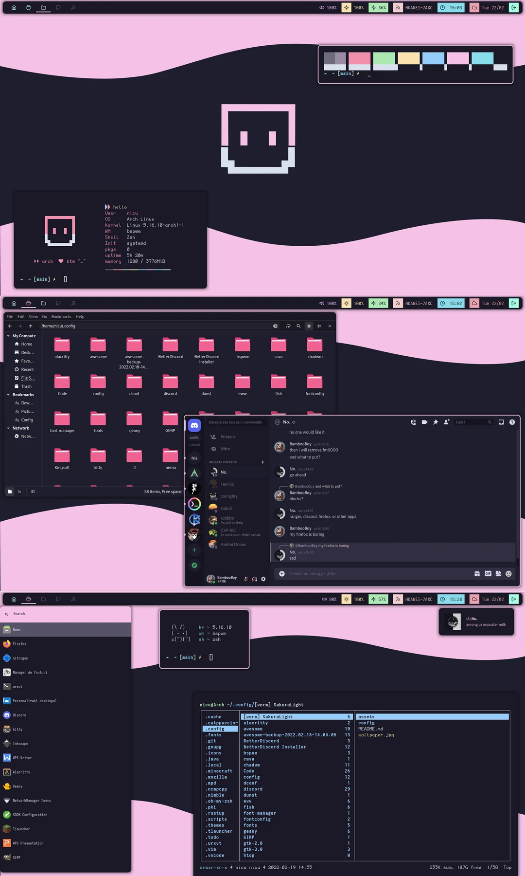 [BSPWM] happypinky , my attempt to use catppuccin theme ^^ | Scrolller