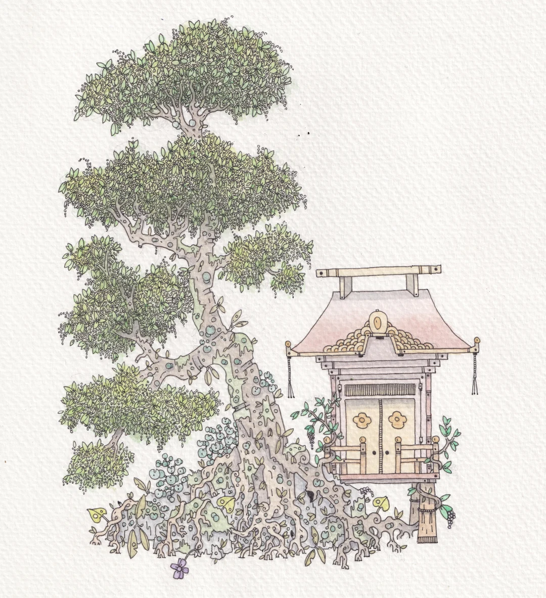 Shrine, watercolour, me, 2022 | Scrolller