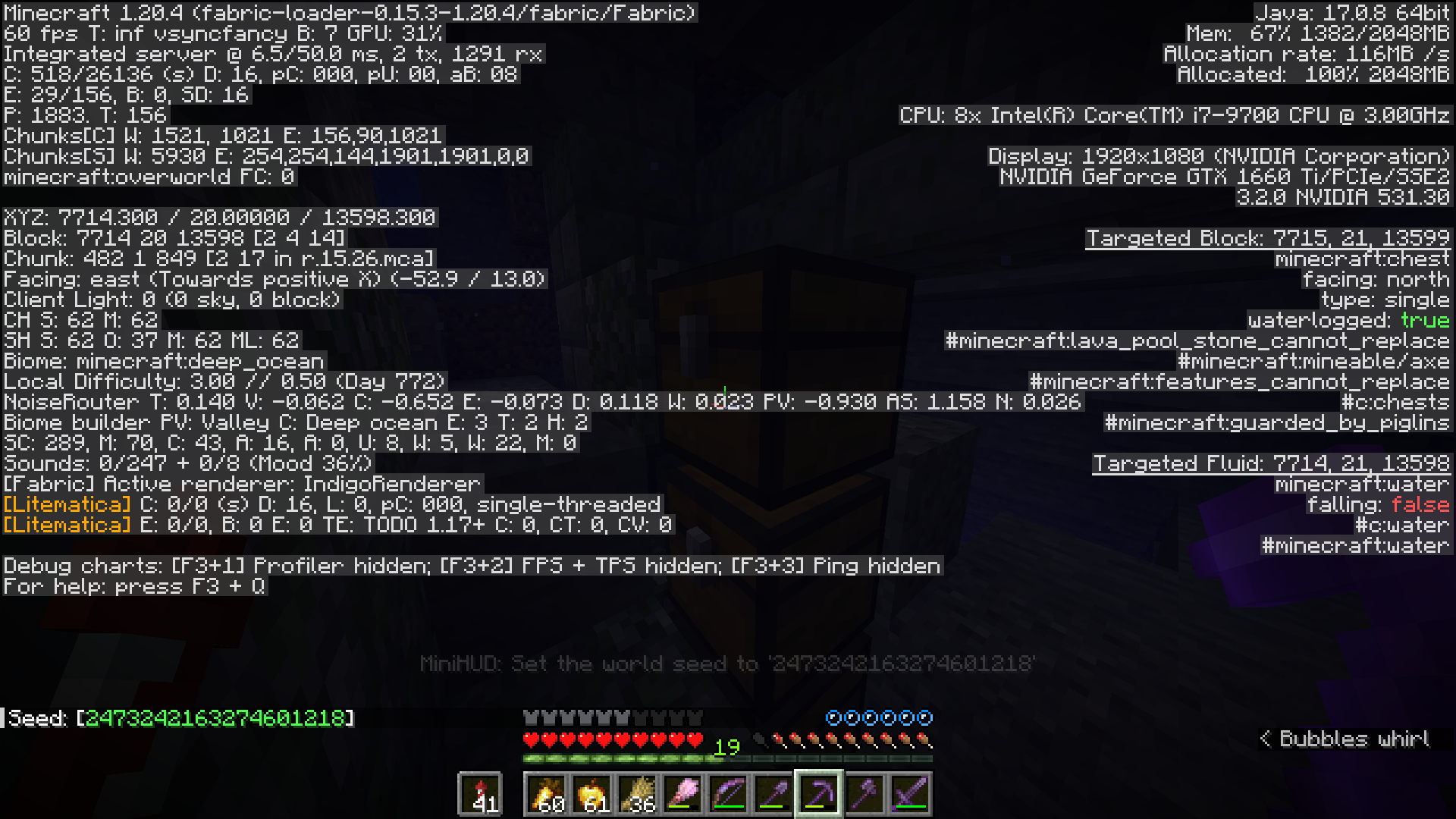 Triple chest ocean ruins? Seed: 2473242163274601218 on Java | Scrolller